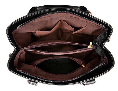 Dreubea Women's Leather Handbag Tote Shoulder Bag Crossbody Purse Pink