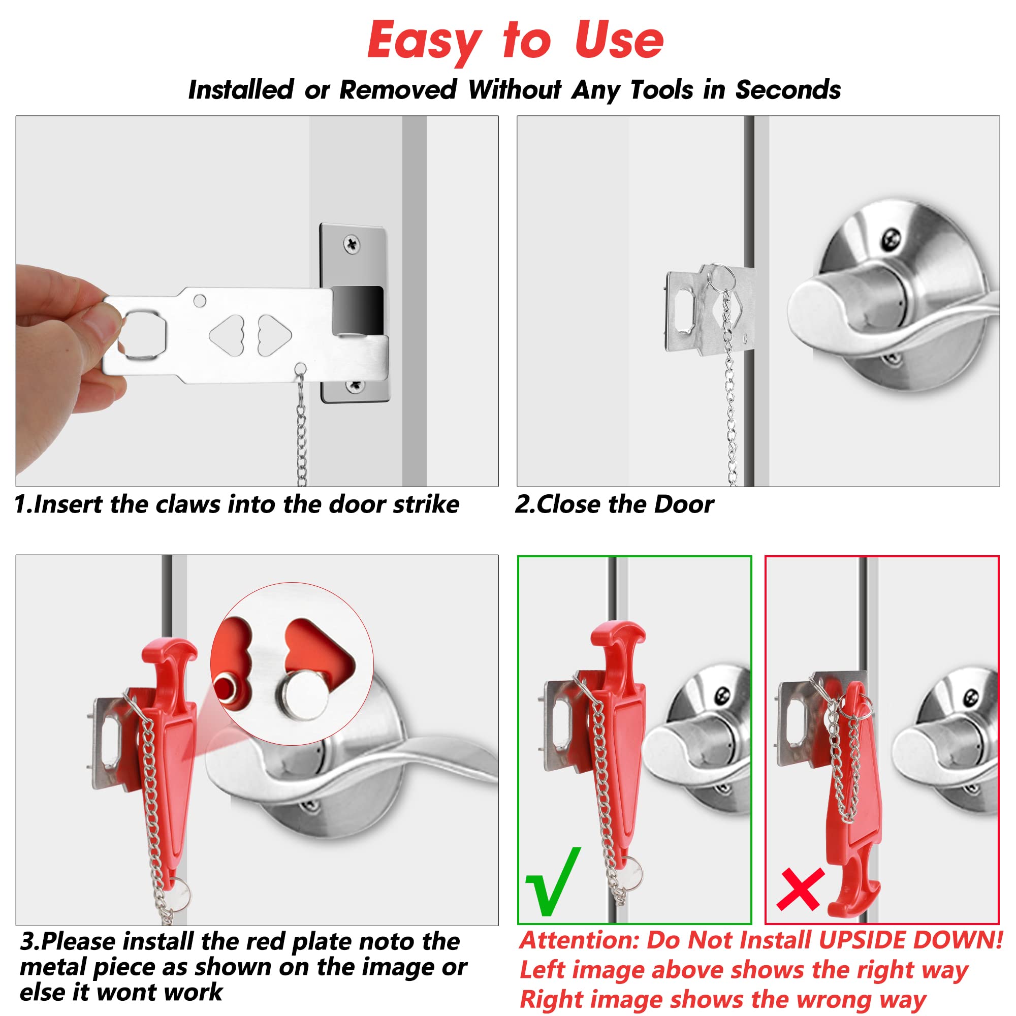 AceMining Upgraded Portable Door Lock & Black Door Stop Alarm