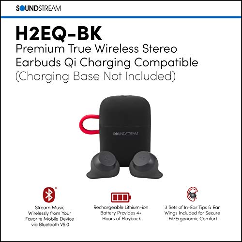 Soundstream h2GO True Wireless Earbuds with Qi Charging - Black