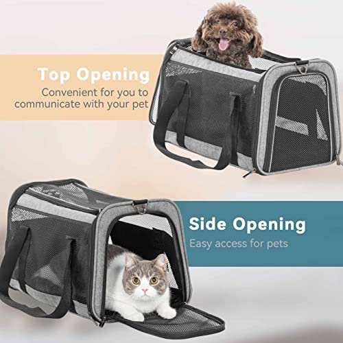 Petsfit Most Airline Approved Cat Carrier Dog Carriers Soft-Sided Pet Washable Travel Carrier for Puppies/Kittens/Rabbit,5-Sided Breathable mesh/Self-Lock Zippers