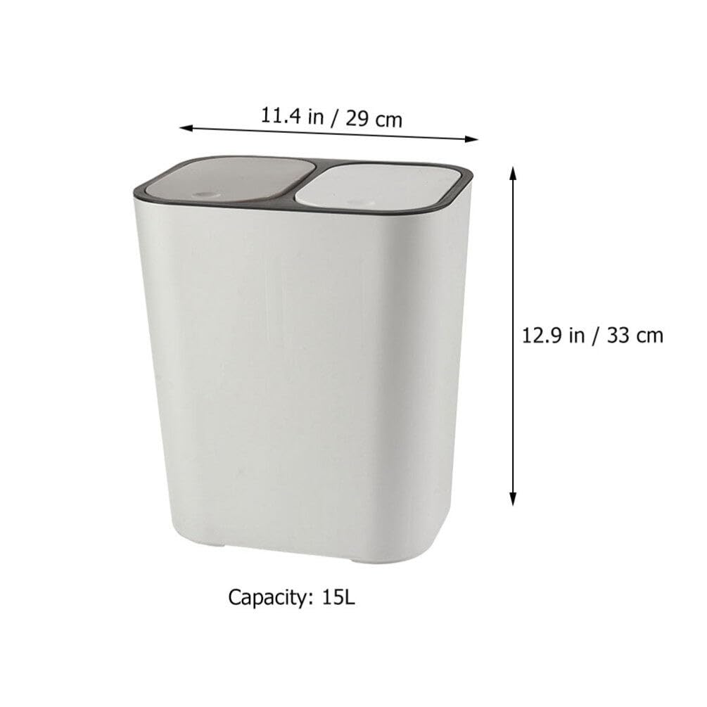 Kisangel 1pc Dual Trash Can for Recycling and Trash Garbage Can with Lid Trash Can Kitchen(15L)