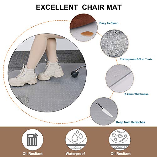Office Desk Chair Mat for Carpet Floor Low Pile PVC Protection Anti-Slip Floor Mat Carpeted Chair Mat 48" x 36"