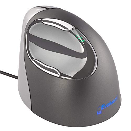 Evoluent VM4R Vertical Mouse 4 for Right Hand โ Ergonomic Mouse Wired USB, Helps Reduce Carpal Tunnel, Adjustable Speed & Programmable Buttons, Vertical Ergonomic Wired Mouse, Gaming & Office Use