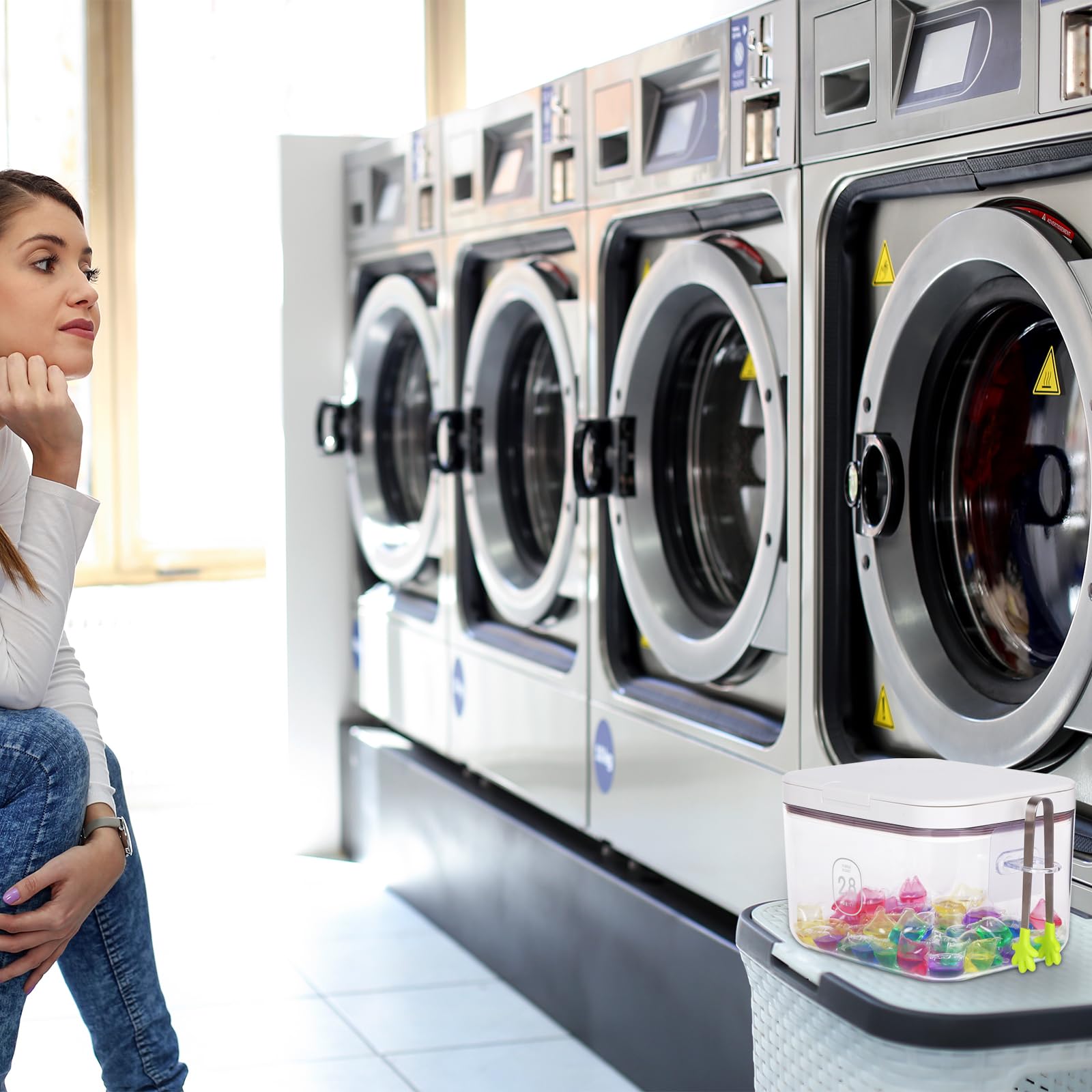 94Oz / 5.8Lb Laundry Pod Containers, Push Button, Laundry Pod Container Holder Storage Laundry Pod Organizer for Laundry Room Laundry Powder Dishwasher Pods Washing Scent Beads Storage