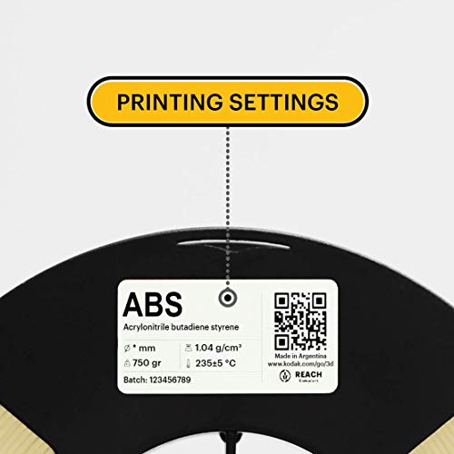 KODAK ABS Filament 2.85mm for 3D Printer, White, Dimensional Accuracy +/- 0.03mm, 750g Spool (1.7lbs), ABS Filament 2.85 Used as 3D Printer Filament to Refill Most FDM Printers