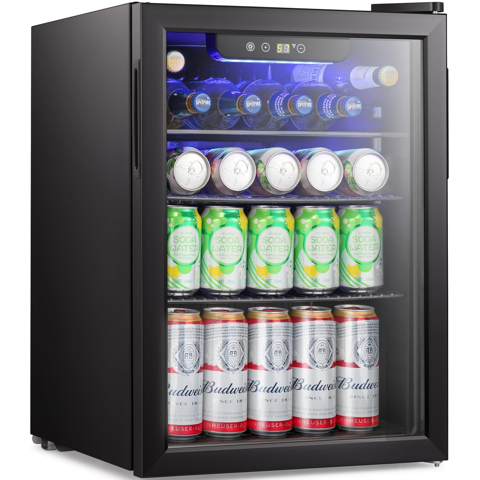 Antarctic Star 100 Can Beverage Refigerator/Mini Wine Cellar Fridge for Soda Beer or Wine,Small Drink Dispenser, for Office or Home,Freestanding, 2.6 Cu. Ft.Black