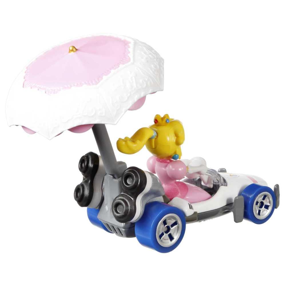 Hot Wheels Die-Cast Mario Kart Princess Peach in B-Dasher Kart with Peach Parasol Glider