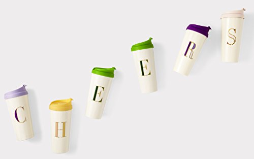 Kate Spade New York Initial Insulated Thermal Mug, 16 Ounce Travel Tumbler, M (Blue)