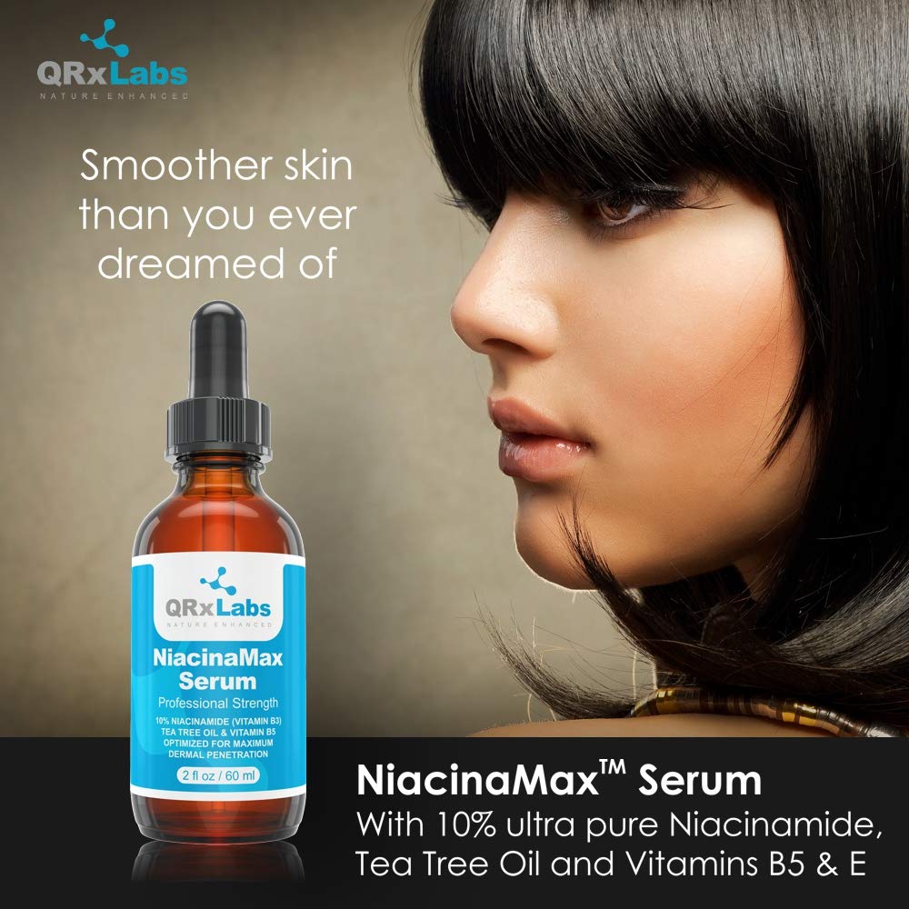 NiacinaMax Serum with 10% Niacinamide (Vitamin B3), Tea Tree Oil, Calendula Extract, Allantoin and Vit. B5 & E – Enhanced Dermal Penetration – Shrinks Pores & Reduces Blemishes on Skin – 2 oz / 60 ml