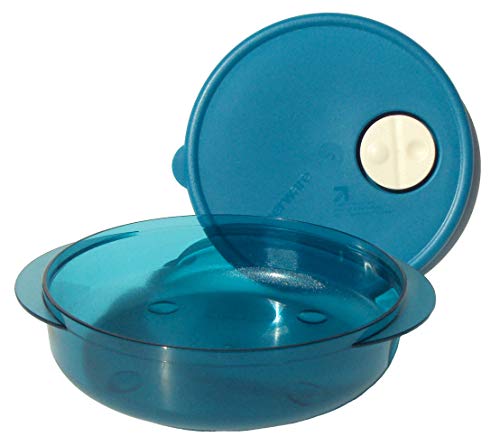 Tupperware Rock N Serve Microwave Dish 3 1/4 Cup Round Blue