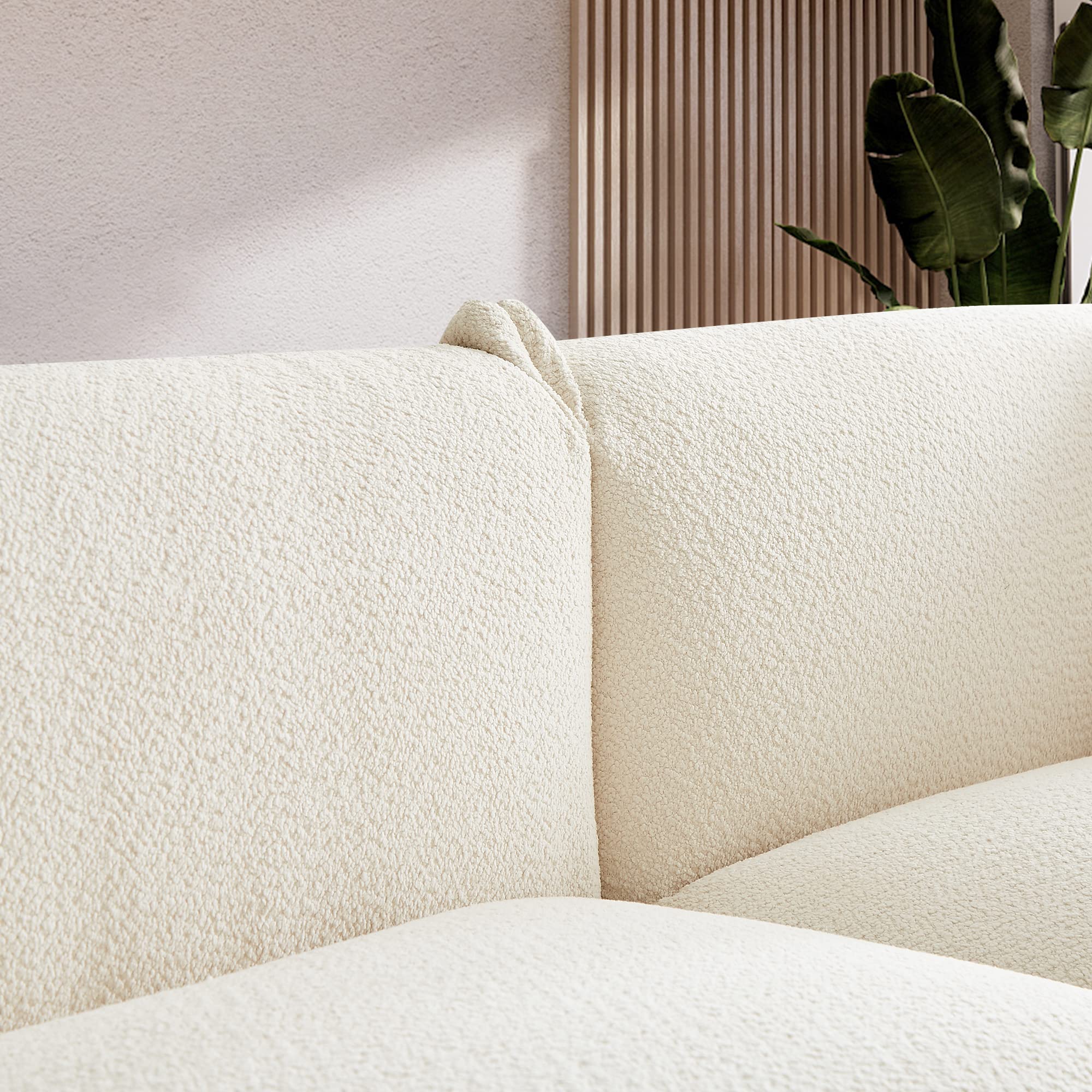 Sofa 86'' Lambswool 3 Seat Cushion Couch for Living Room,Mid Century Comfy Modular Sofa with Throw Pillows…