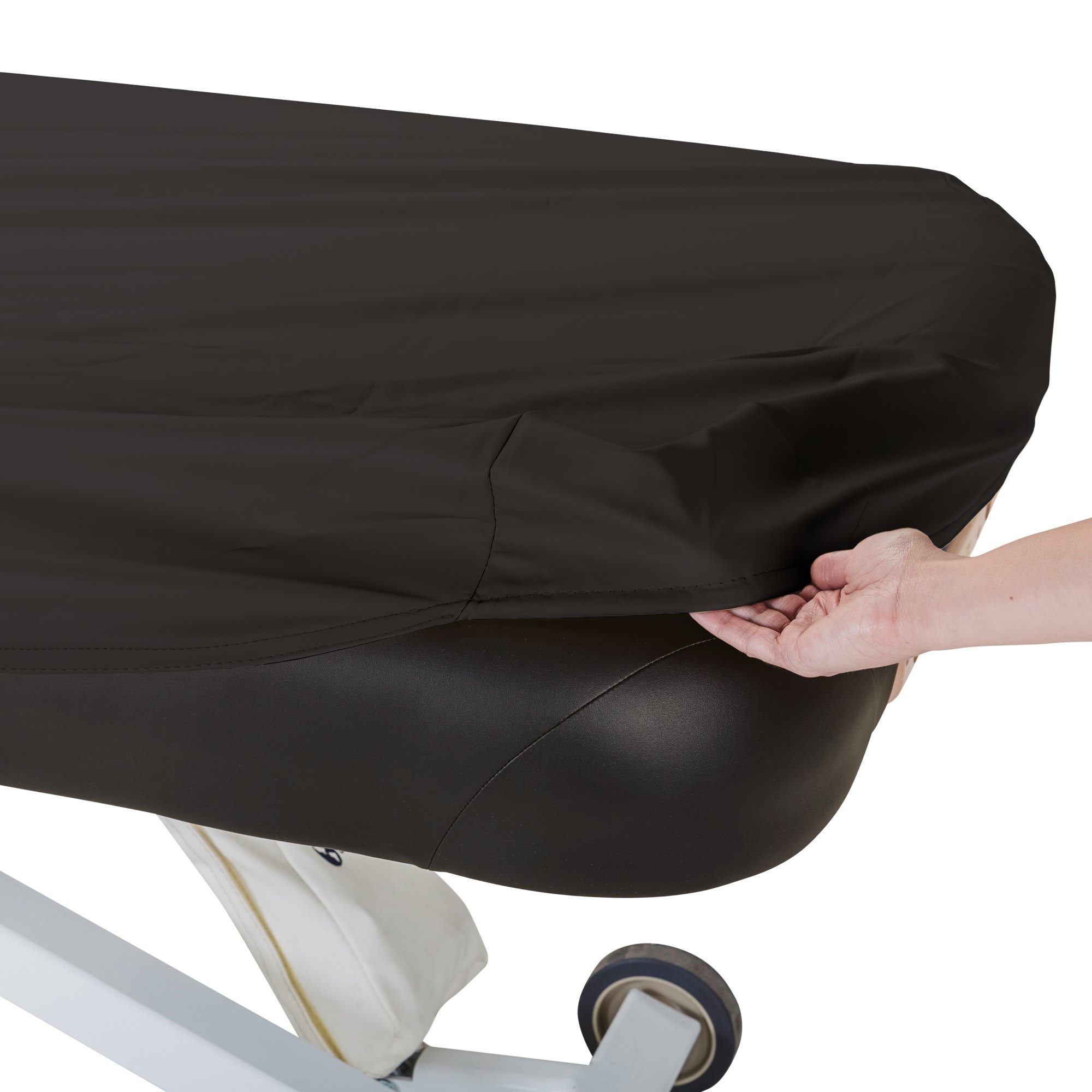 EARTHLITE Massage Table Protection Cover – 100% PU, Fitted Sheet, Fits Round & Square Corners (28-32"), Black