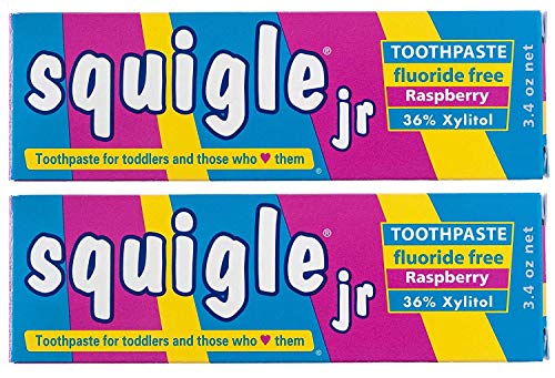 Squigle Jr Toothpaste (for Infants, Toddlers), Travel Toothpaste, Prevents Cavities, Canker Sores, Chapped Lips. Soothes, Protects Dry Mouths. Stops Tooth Sensitivity, No SLS - 2 Pack