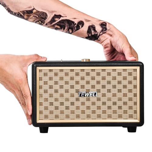 Home Speaker with Premium Audio | Rich Bass, Rotary Dial for Volume Control | Toggle Switch, Wireless Bluetooth & 3.5mm Aux Input for Turntable | Record Player, AC Powered (Upgraded Version)