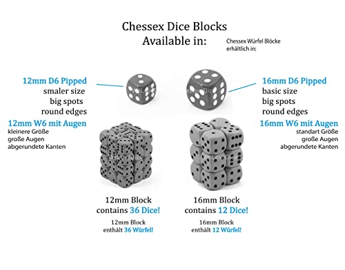 Chessex Dice d6 Sets: Scarab Scarlet with Gold - 12mm Six Sided Die (36) Block of Dice