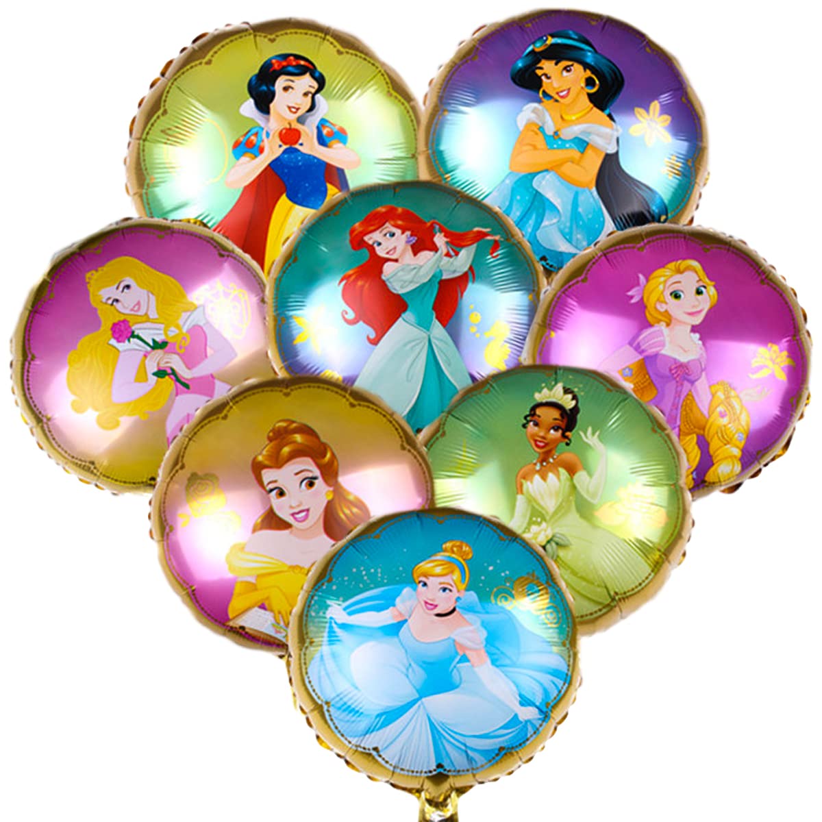 8pcs Disney Princess Balloon Bouquet, Disney Princess Party Supplies, Girls Birthday Party Decorations