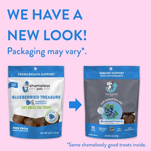 SHAMELESS PETS Soft-Baked Dog Treats, Original Variety 5-Pack - Natural & Healthy Dog Chews for Small, Medium & Large Dogs - Dog Biscuits Baked & Made in USA, Free from Grain, Corn & Soy