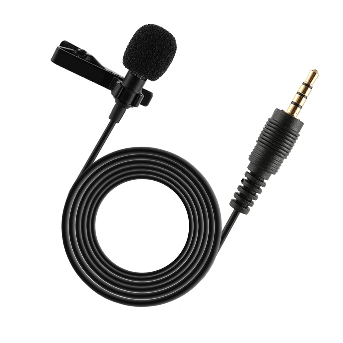 Camidy Clip On Lapel Microphone,Mini Handless Lavalier Mic 3.5mm Jack Wired Omnidirectional Condenser Microphone for Voice Recording