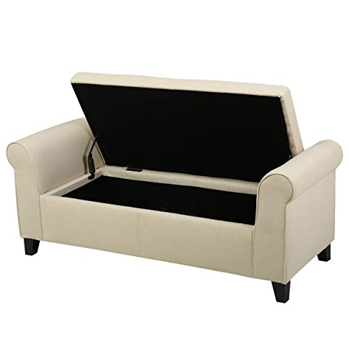 Christopher Knight Home Danbury Armed Fabric Storage Bench, Beige