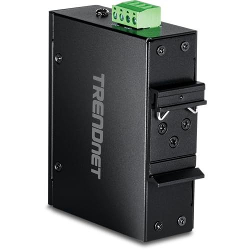 TRENDnet 5-Port Hardened Industrial Unmanaged Gigabit Switch, TI-PG50, 10/100/1000Mbps, DIN-Rail Switch, 4 x Gigabit PoE+ Ports, 1 x Gigabit Port, Gigabit Ethernet Network Switch, Lifetime Protection