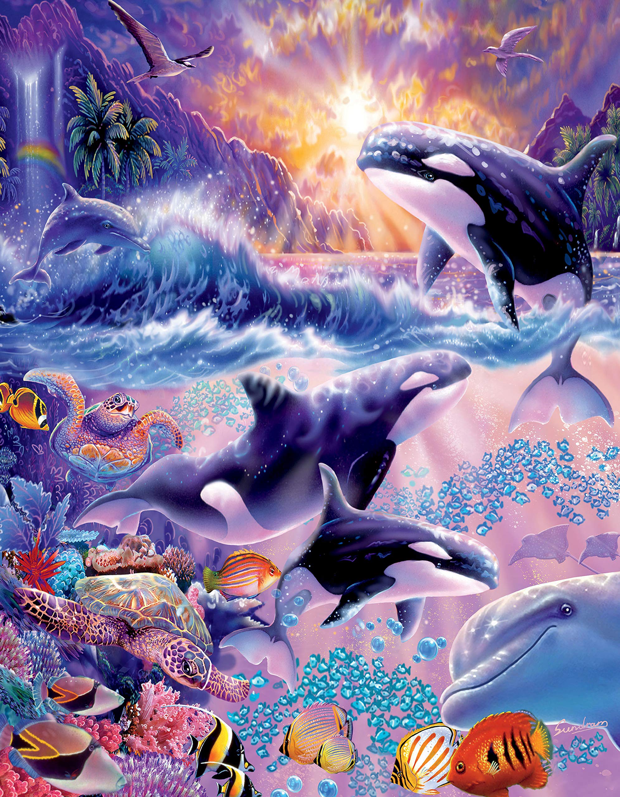 Ceaco - 8 in 1 Multipack - Seaside - (2) Round 300 Piece, (4) 550 Piece, (1) 750 Piece (1) 1000 Piece Jigsaw Puzzles