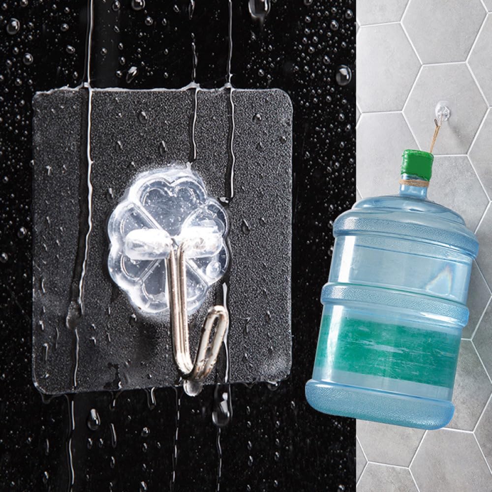 NevStp 1-10PCS Transparent Stainless Steel Strong Self Adhesive Hooks Key Storage Hanger for Kitchen Bathroom Door Wall Multi-Function,Transparent,1PCS