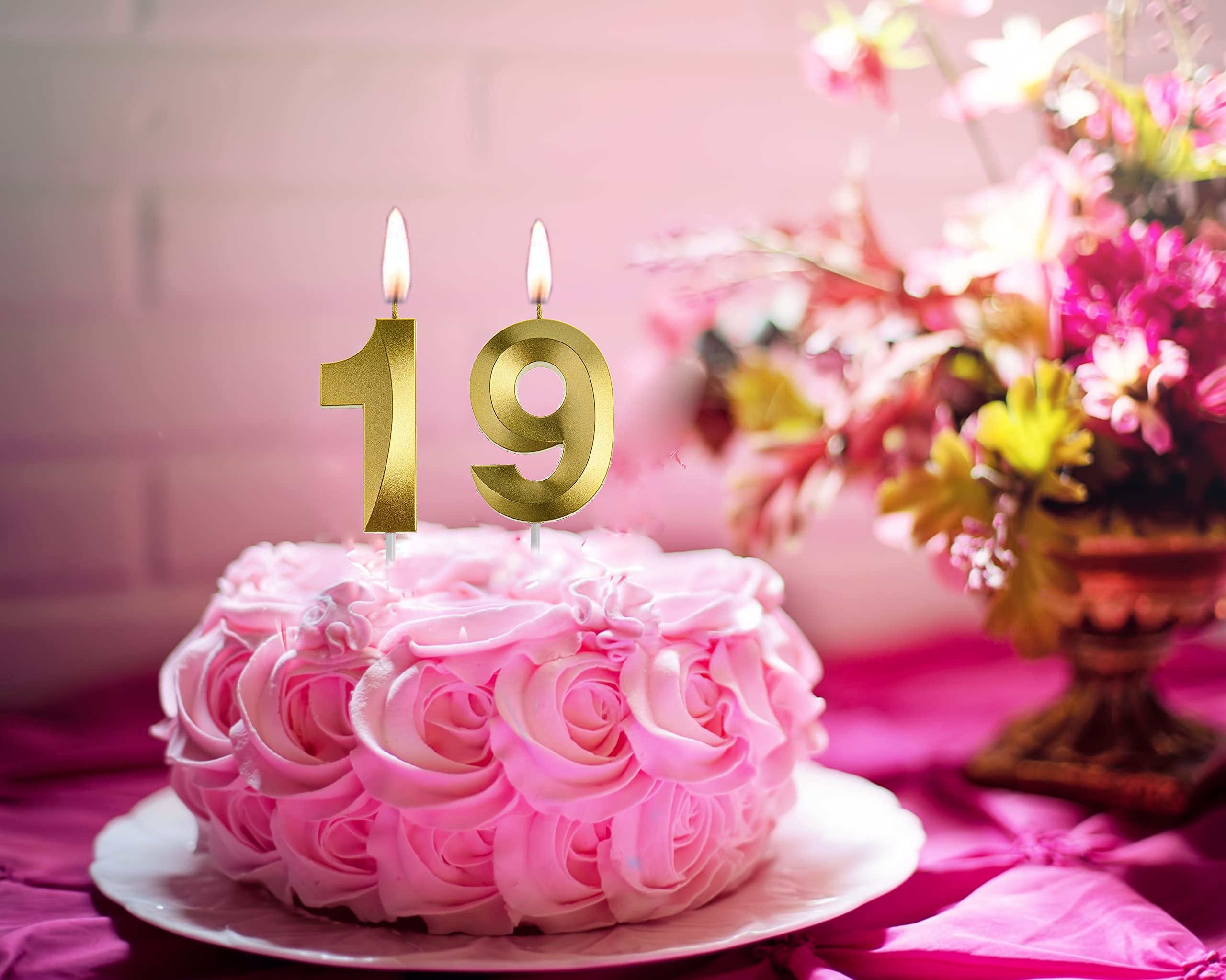 Gold 19th & 91st Birthday Candles,Gold Number 19 91 Cake Topper for Birthday Decorations Party Decoration