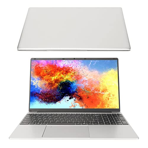 Acogedor 15.6 Inch Full HD Windows 11 Laptop, 16GB RAM and 128GB SSD, with Fingerprint Unlock, Backlight Keyboard, Webcam, Quad Core CPU with 4 Threads, Silver