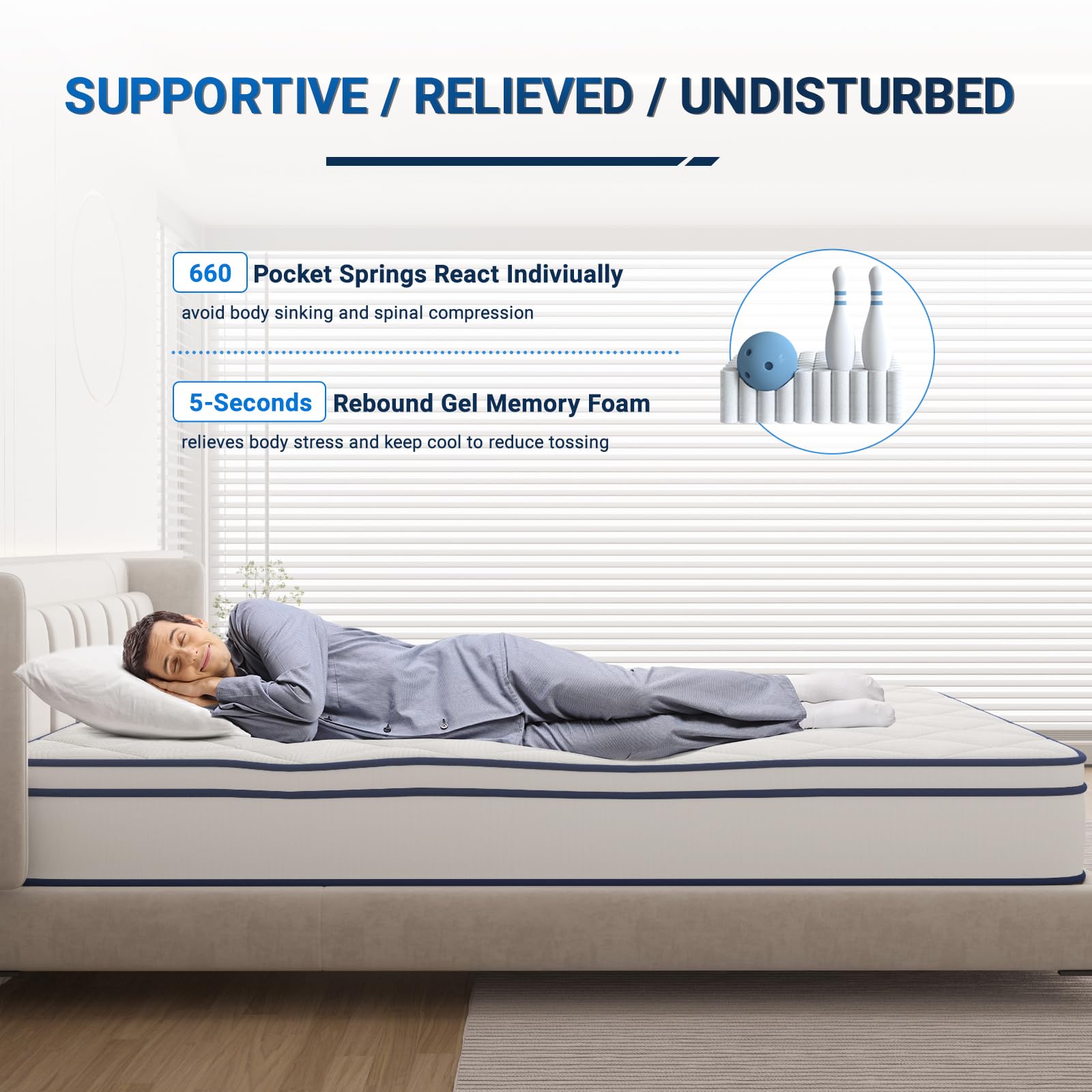 Avenco Full Size Mattress 10 Inch, Hybrid Full Mattresses in a Box with Gel Memory Foam, Individually Pocket Coils for Support and Pressure Relief, Medium Firm Full Bed Mattress, CertiPUR-US Certified