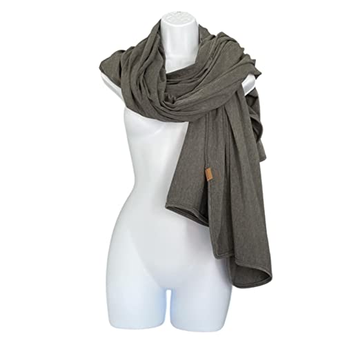 KELOR Luxury Bamboo Wrap Blanket - Single Sided - Stretchy, Lightweight, Soft & Breathable - Cooling Viscose with Spandex, Versatile Wearable Travel Blanket - Shawl - Scarf - Baby Wrap - Grounded Gray