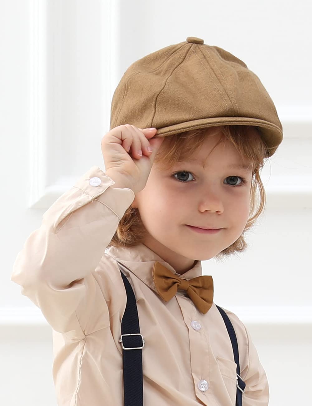 A&J DESIGN Newsboy Hats for Boys Infant Flat Scally Irish Brown Cap Tan 3-6 Months
