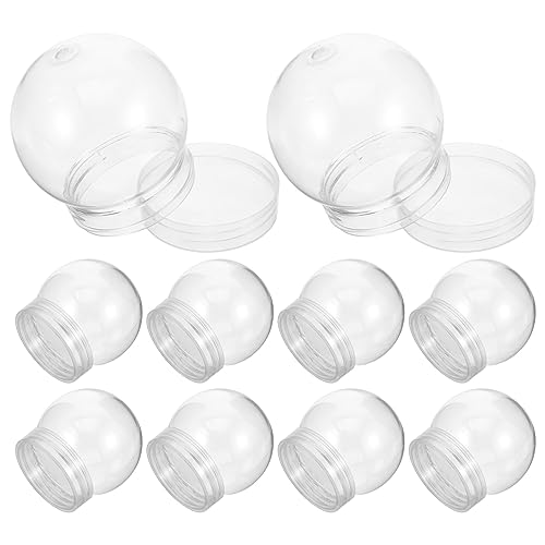 Ciieeo 10pcs Screw Off Cap Water Globe Jar Plastic Globes with Screw Off Cap DIY Clear Plastic Water Globe for Crafts Christmas Home Decoration