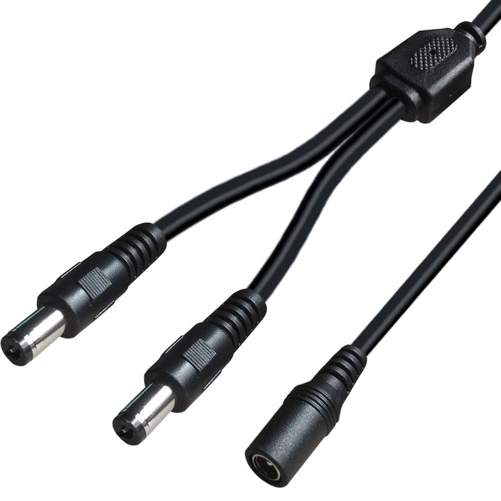 SIOCEN 3 Pack DC Power 1 Female to 2 Male 5.5mm x 2.1mm DC Power Supply Splitter Cable Cord, Y Splitter Adapter Wire,2 Way Y-Cable for Security CCTV Parking Camera, LED Strip Light
