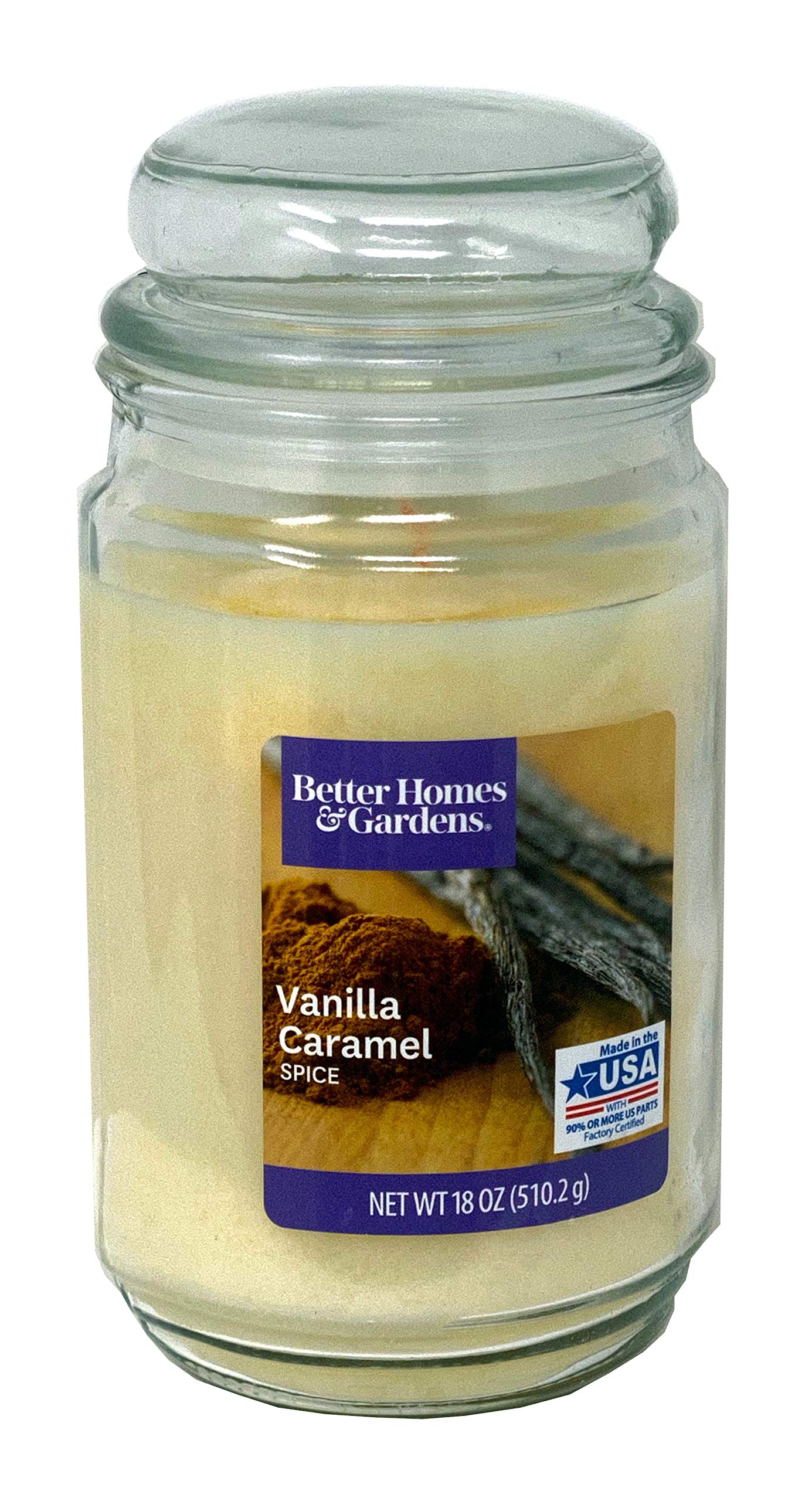 Candle-Lit Better Homes Gardens 18oz Scented Candle, Vanilla Caramel Spice 2-Pack Light Caramel Cream 18oz (510g) x 2 [excluding glass jar weight] RG18-51447x2