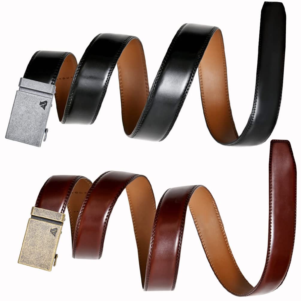 ailishabroy Men's Ratchet Belts 2 Packs,Genuine Leather Large long Adjustable Belts for Men