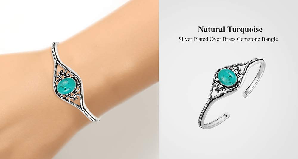 5.80 Cts Turquoise Cuff Bangle For Mother Green Stone December Birthstone Bangle Jewelry Mother's Day Gifts For Mom Wife