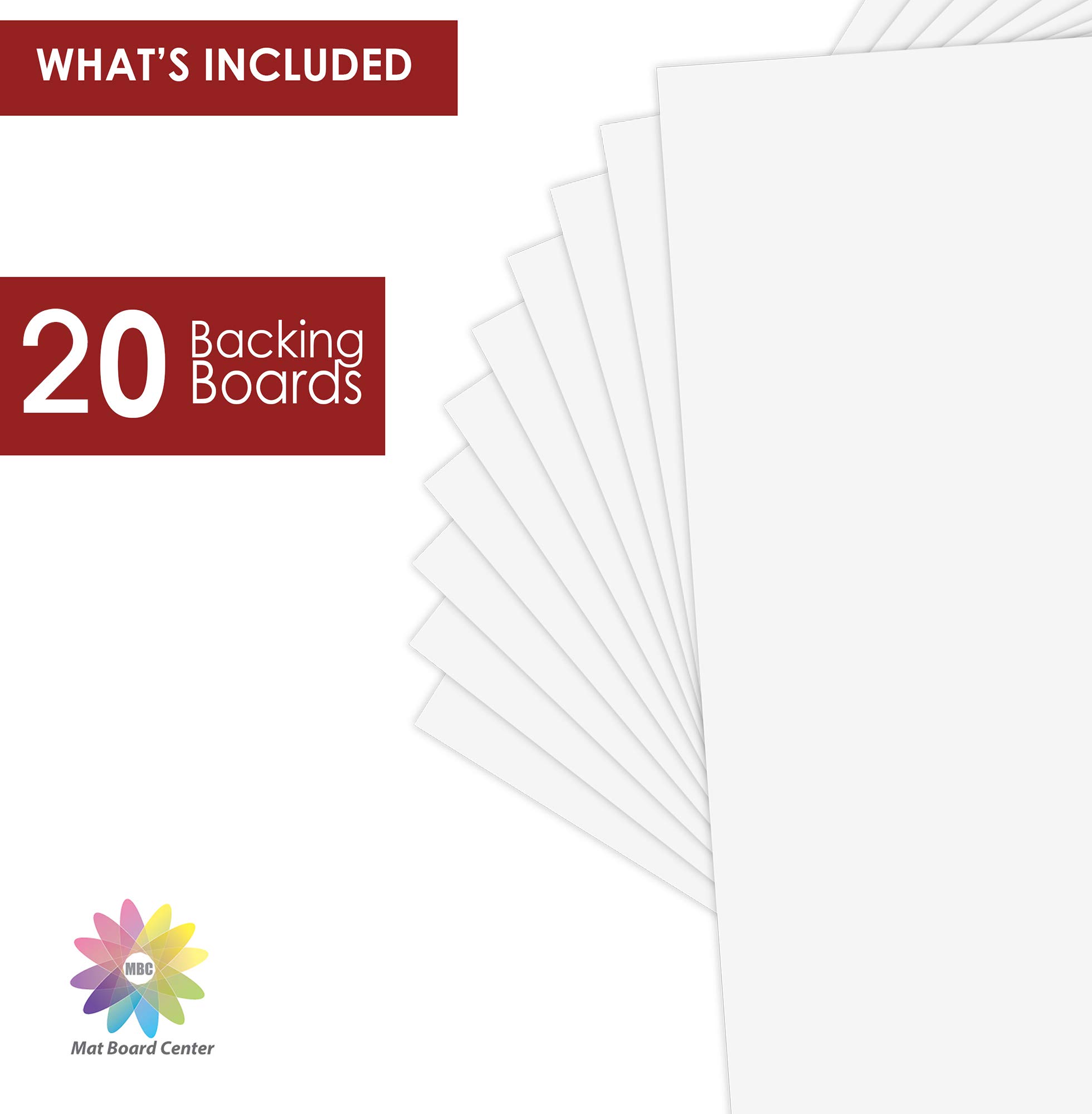 Mat Board Center, Pack of 20 White 16x20 Backer Boards/Matte Backing Board Great for Frames, Photos, Crafts