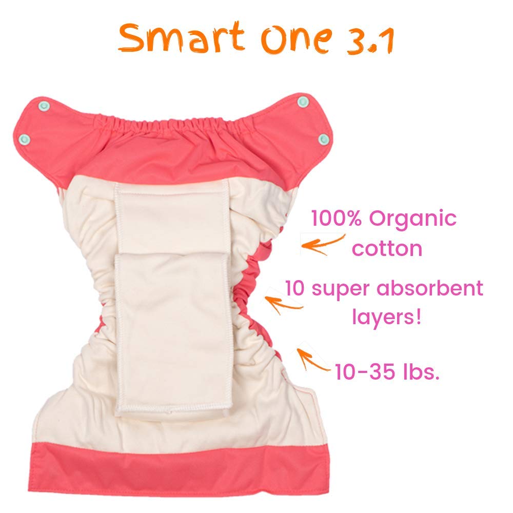 Cloth Diaper – Smart Bottoms Smart One 3.1 – All-in-One – 100% Organic Cotton Interior – 10-35lbs … (Sprinkles)