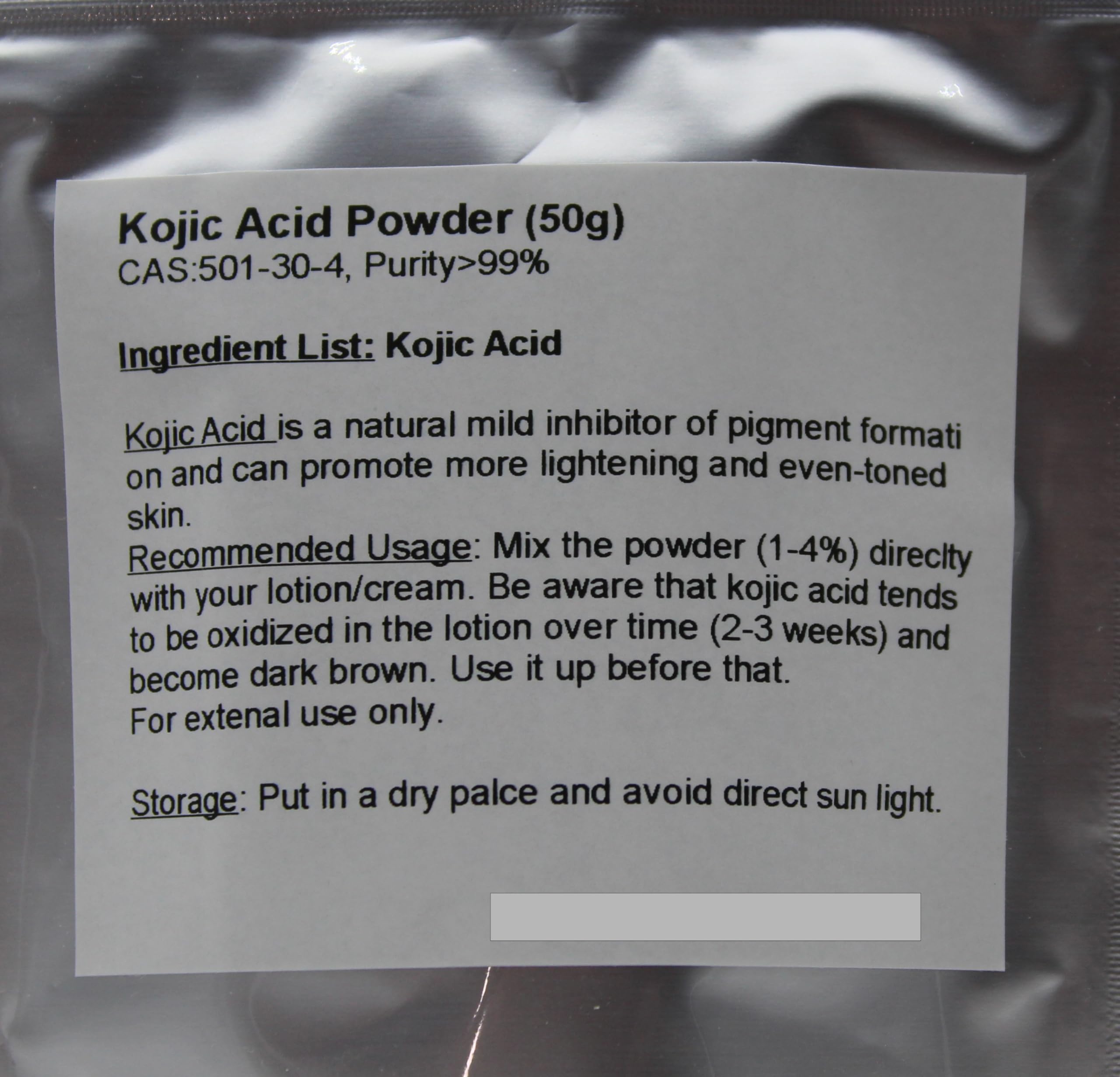 Pure Kojic Acid Powder, 50g, for DIY Lotion Cream Serum Soap