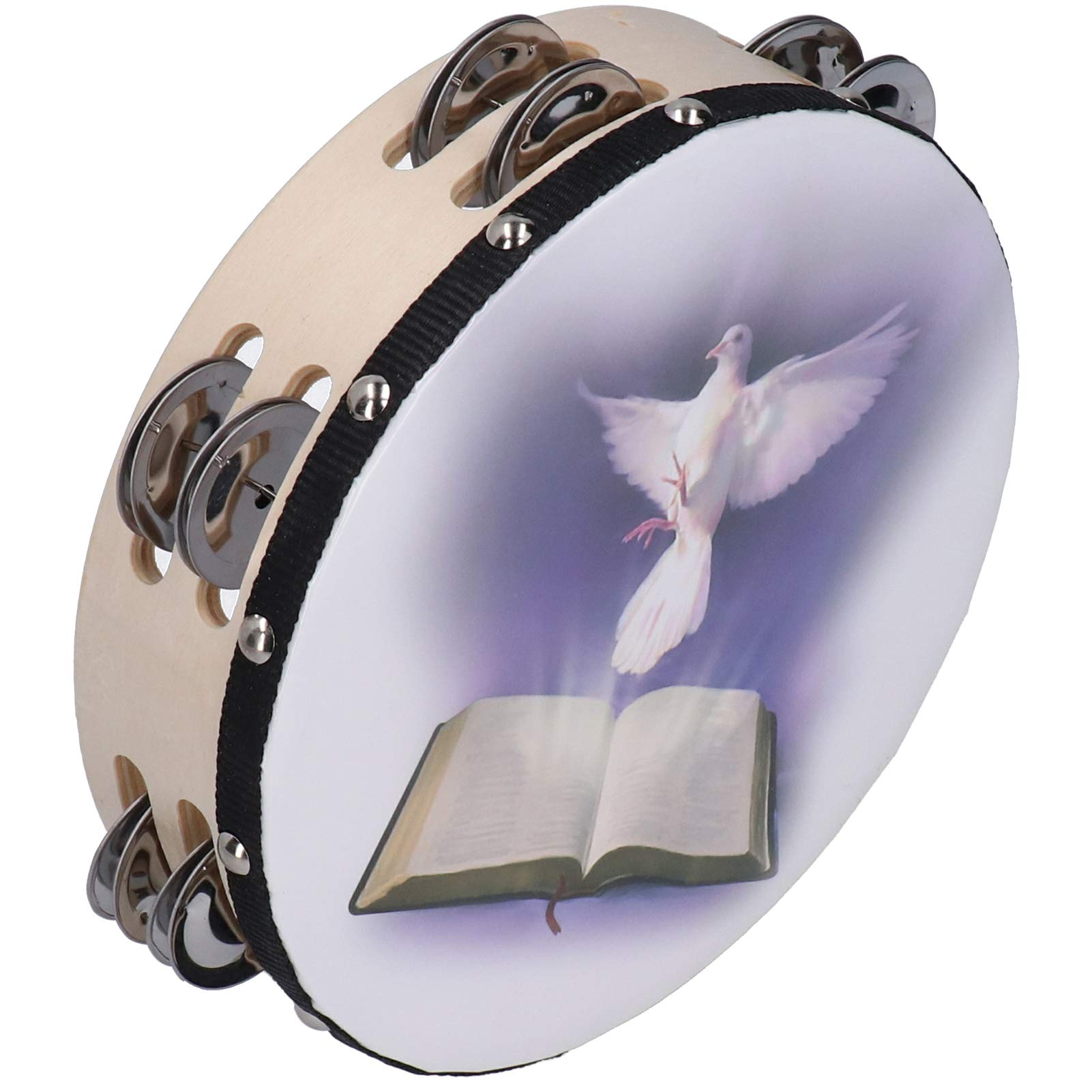 Double Row Jingle, Firm Tambourine Row Jingle, Durable Sacred Occasion for Relax Churches Entertainment(Bible dove)