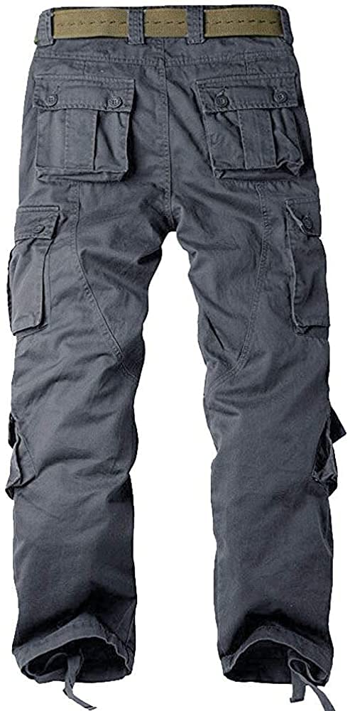 AKARMY Women's Cotton Casual Work Pants Camouflage Cargo Pants Parachute Pants for Women with Pockets Gray 2