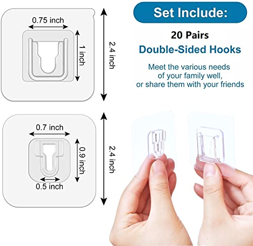 Chris.W 20 Sets Double-Sided Adhesive Kitchen Wall Hook Hanger Strong Transparent Wall Storage Sucker Wall Mount Sticky Hooks for Kitchen Bathroom Small Items Hooks