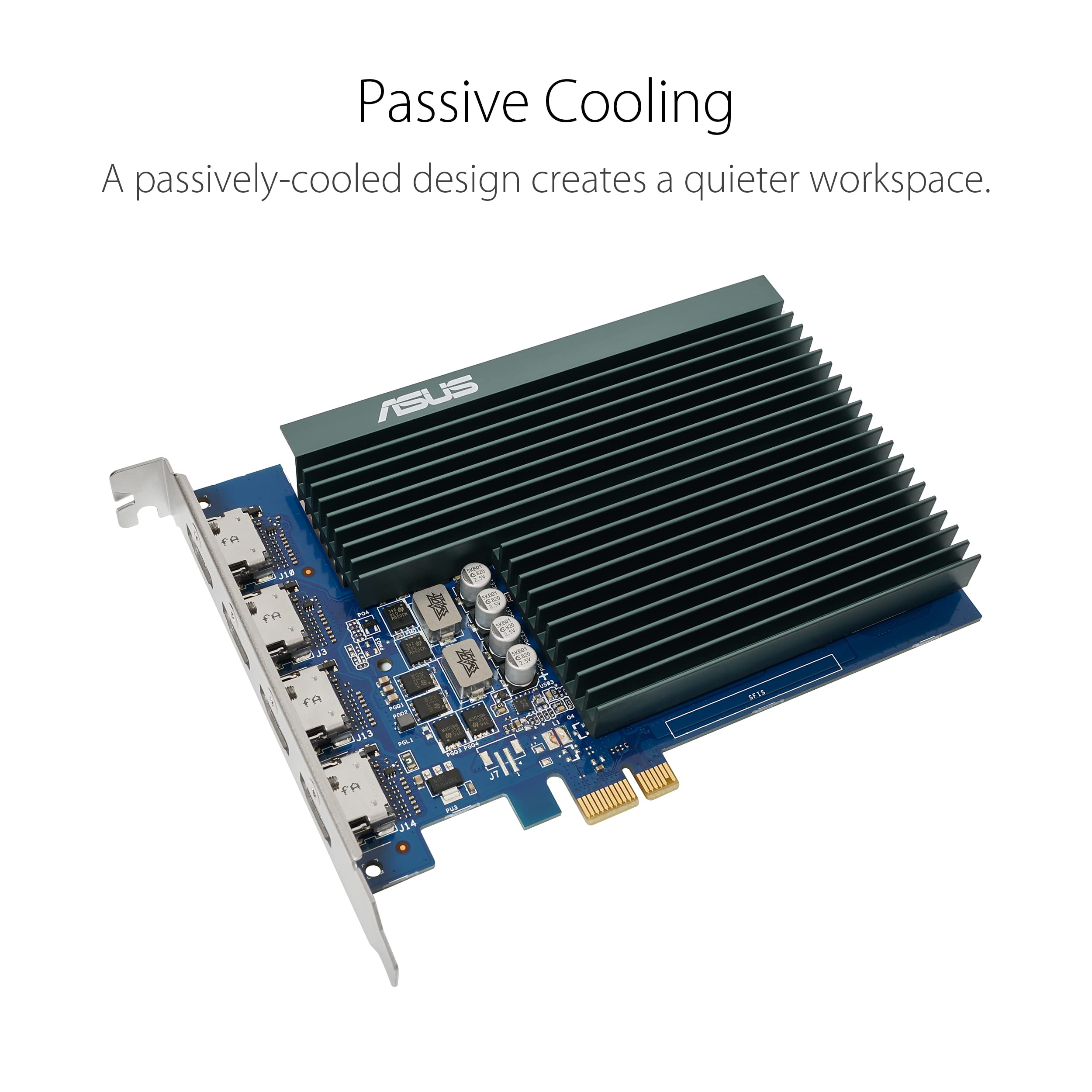 ASUS NVIDIA GeForce GT 730 Graphics Card (PCIe 2.0, 2GB GDDR5 Memory, 4X HDMI Ports, Single-Slot Design, Passive Cooling)