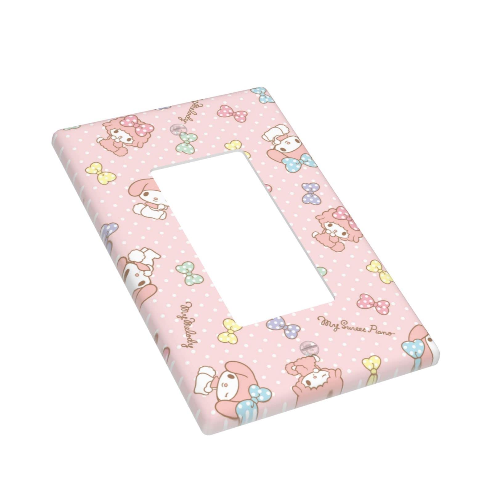 Anime Pink Light Switch Plate Cover Decorative Single Rocker Wall plate for Kids Teens Girls Room Nursery Bedroom Kitchen
