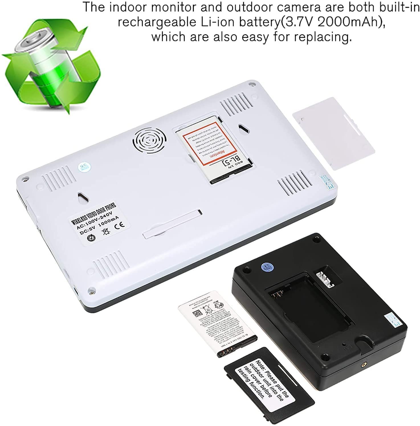 ANJIELO SMART Video Intercom 2.4GHz Wireless 7''Touch Key Screen Video Door Phone Intercom Access Control System Doorbell Night Vision