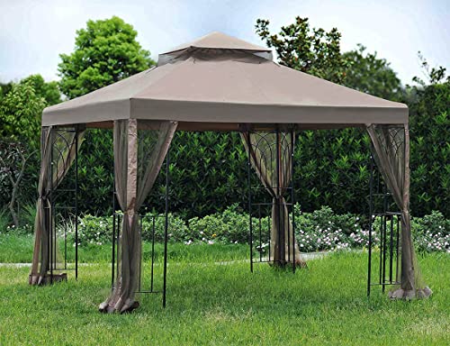 Ontheway 8'x8' Dual Tier Gazebo Canopy Replacement Top Cover UV30+ Water Resistant for Model L-GZ385PST