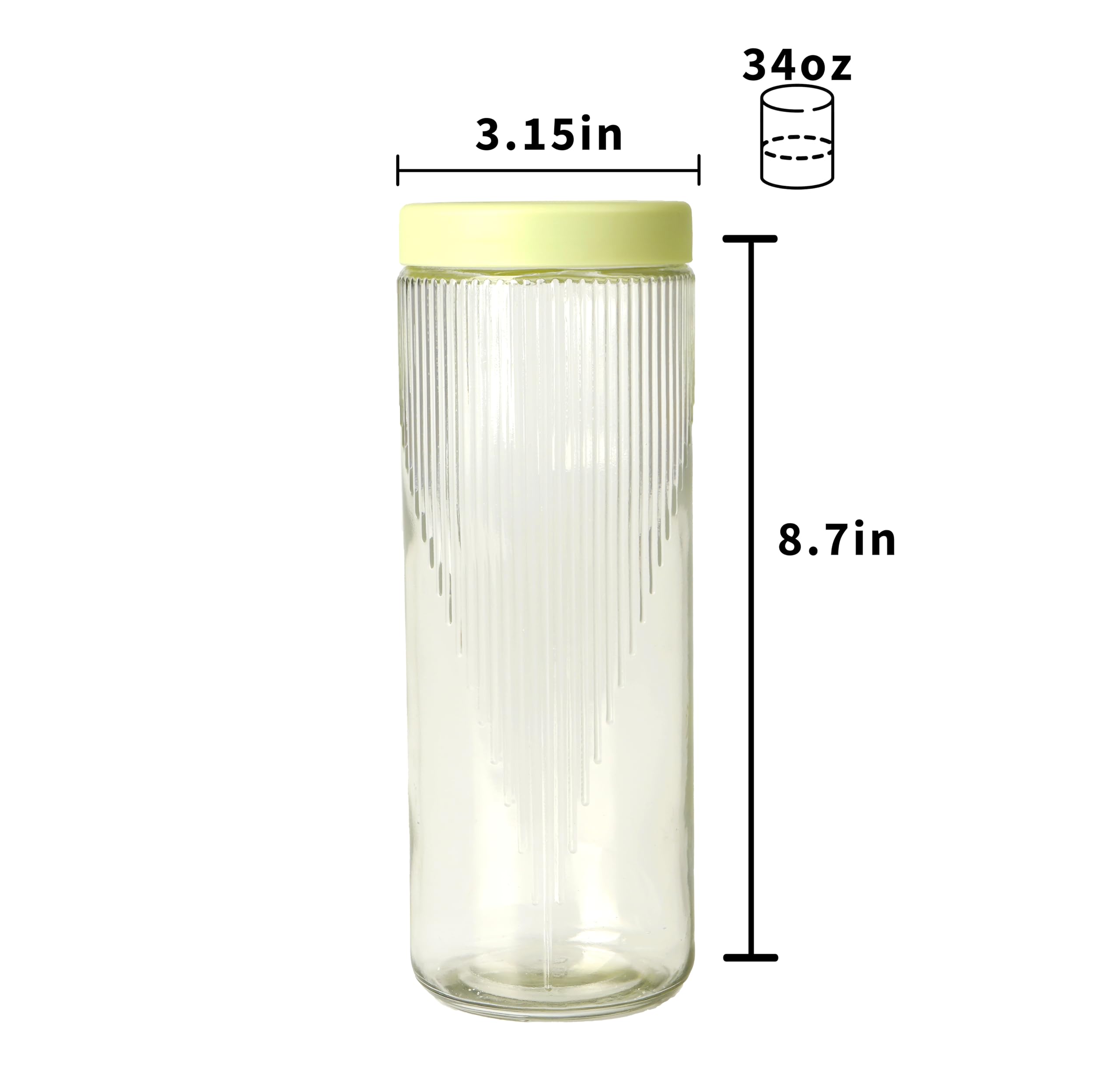 6 Pack Stackable Glass Airtight Food Storage Jars, Overnight Oats Containers with Snap Function Screw Lid, Glass Food Storage Containers for Fruit Cereal Coffee Bean Spice Sugar Yogurt (GREEN 6P)
