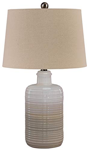 Signature Design by Ashley Marnina 25.5" Neutral Ceramic Table Lamp Set, 2 Count, Taupe