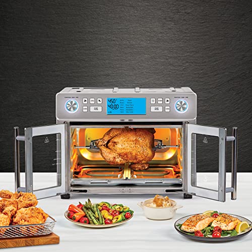 Emeril Lagasse Everyday French Door 360 Air Fryer, 25-QT Capacity, Dual Temperture Zone cooks 2 different ways, Stainless Steel