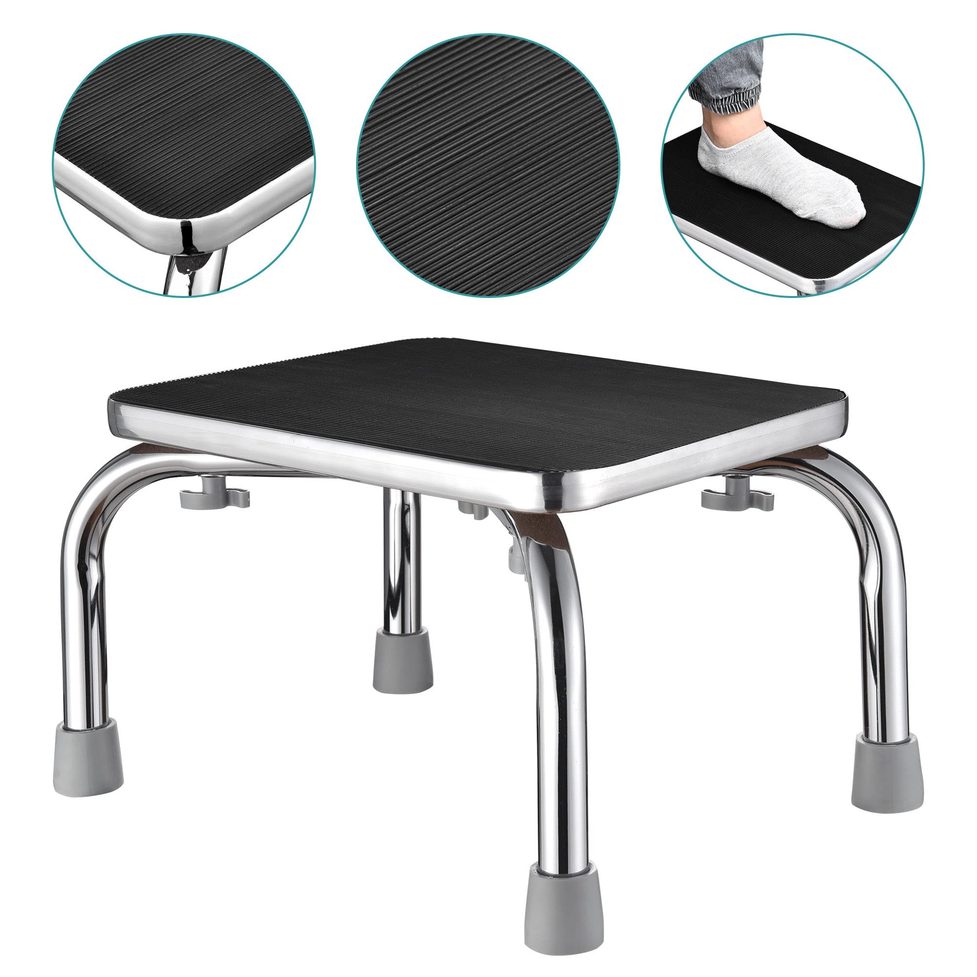 AW Medical Steel Step Stool Anti-Slip Platform Footstool for Seniors Adults 330lbs Weight Limit